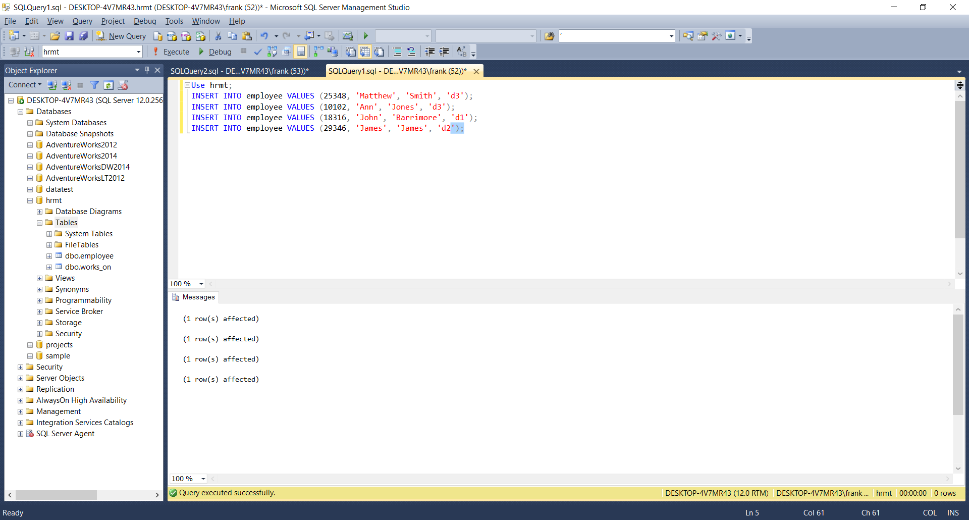 Insert Data into Table